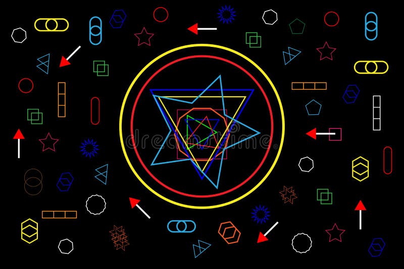 Abstract Concept Future Shapes Geometry on Black Background ...