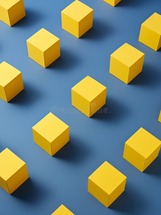 Modern Blue Square Shape Concept Cube Design Geometric Pattern Block ...