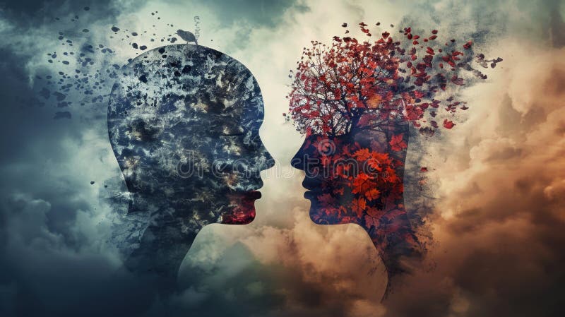 Abstract Concept of Human Thoughts and Emotions with Nature Elements ...