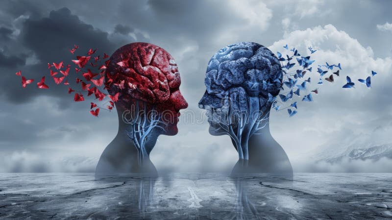 Abstract Concept of Human Thoughts and Emotions with Nature Elements ...