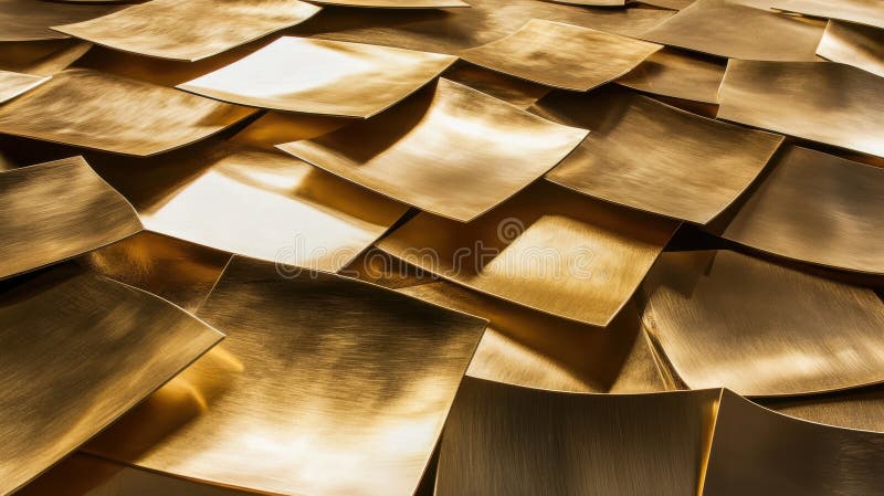 Abstract Concept of Interlocking Gold Metal Sheets Displaying Texture ...