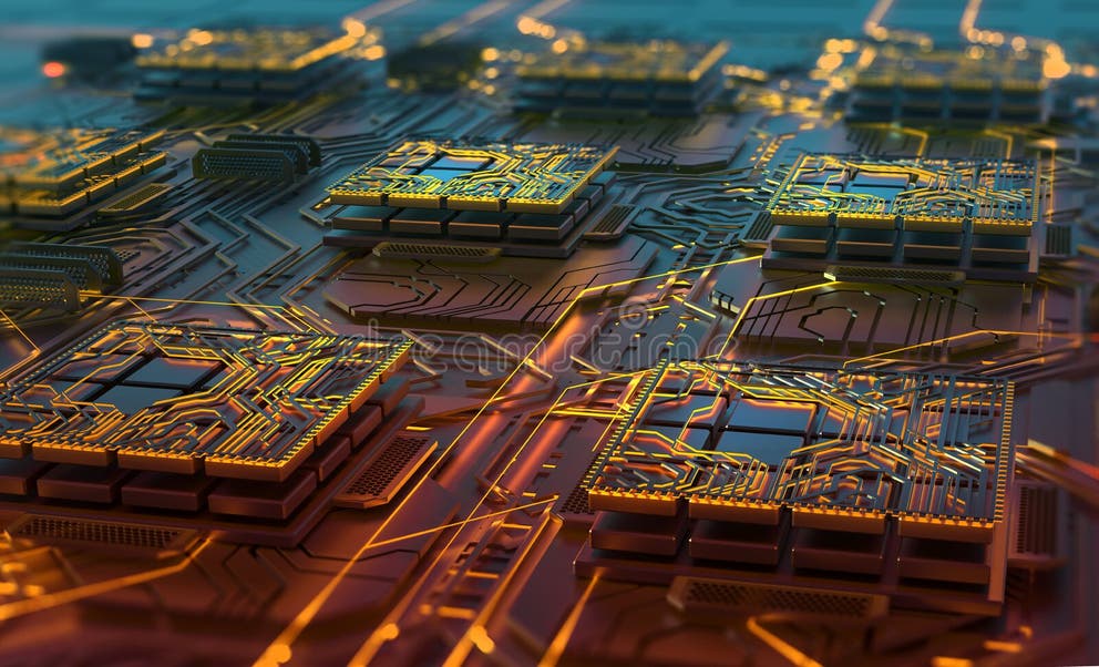 Abstract Concept of Nano Processor and High-tech Digital Element. 3D ...