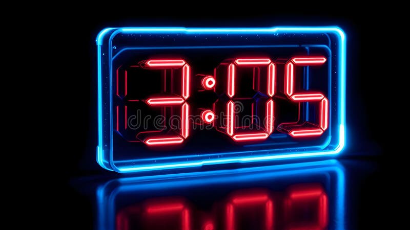 Abstract Concept of Neon Colored Clock Isolated on Black Background ...