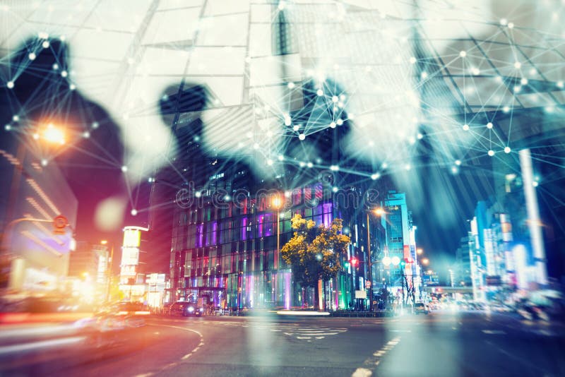 Abstract Network Background Concept with Double Exposure and Network ...