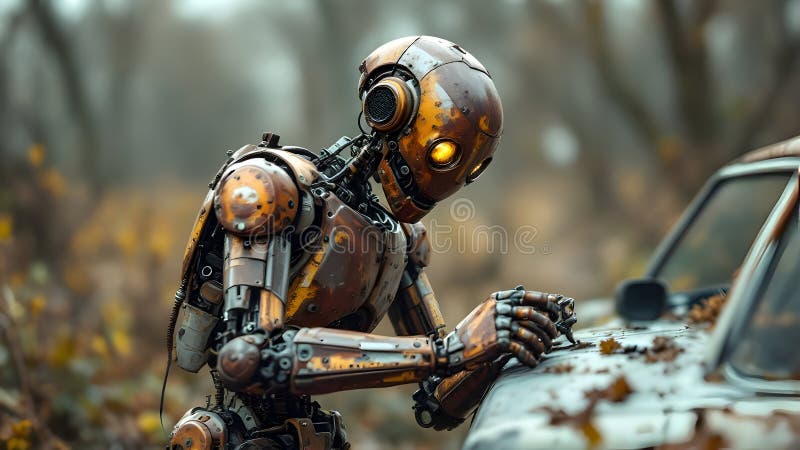 Abstract Concept of an Old Rusty Robot Working in a Factory ...