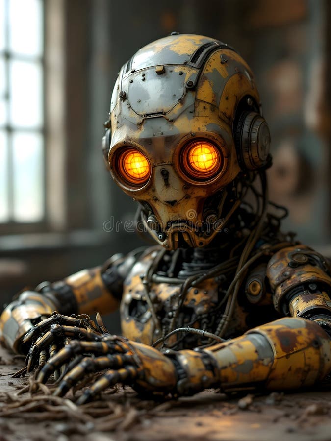 Abstract Concept of an Old Rusty Robot Working in a Factory ...