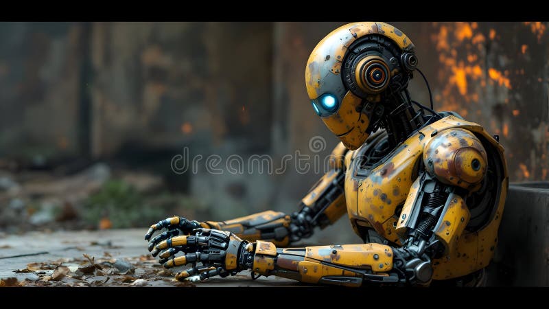 Abstract Concept of an Old Rusty Robot Working in a Factory ...