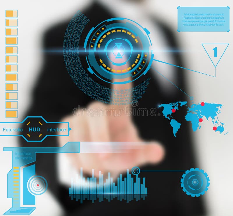 Abstract Concept Photo of Man Touching Future Technology Social Network ...