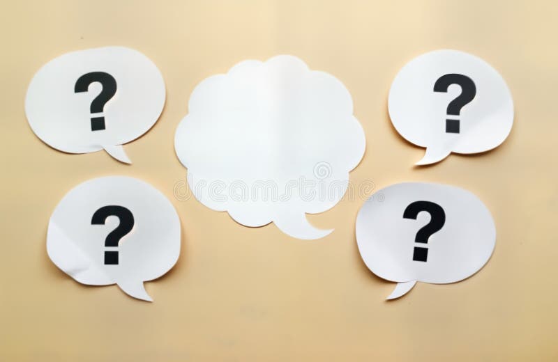 Abstract Concept Photo Shows Several White Speech Bubbles with Question ...