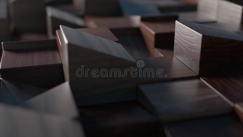 Abstract Concept. Rectangular Figures Made of Smooth Dark Wood Move ...