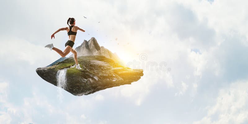 Abstract Concept of Running Young Sportswoman Stock Photo - Image of ...