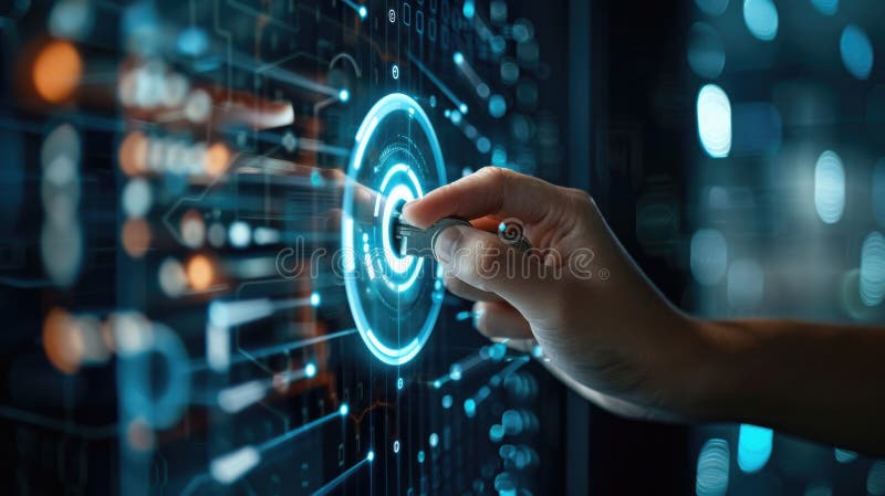 Abstract Concept of Security with a Close-up of a Hand Inserting a ...