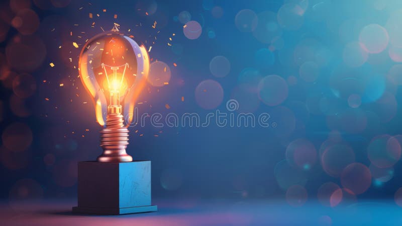 Abstract Concept of Success Illustrated by a Lightbulb Inside a Trophy ...