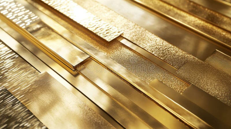 Abstract Concept with Textured and Smooth Golden Metal Sheets Showing ...