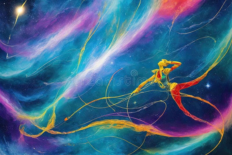 Abstract Concept of Zero Gravity Poetry Where Words and Verses Float ...