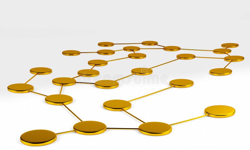 Abstract Conception of Network and Communication. Gold Isolated on ...