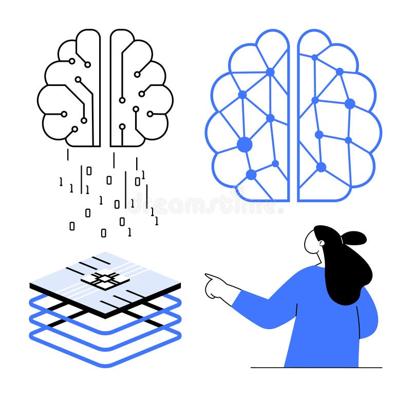 Abstract Concepts of Artificial Intelligence and Neural Networks Stock Illustration ...