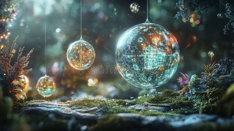 Abstract Concepts Floating Algorithm Visualization in a Surreal Ethereal Environment Stock ...