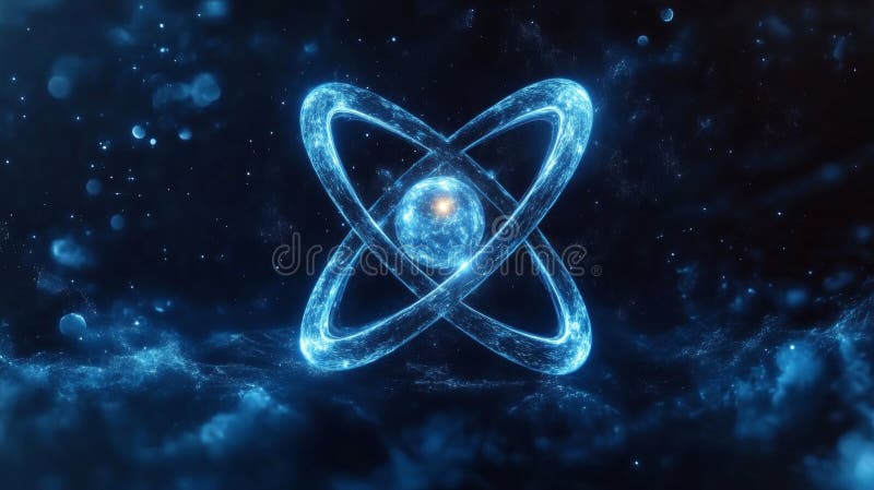 Abstract Conceptual Art of a Bright Atomic Nucleus with Electron ...