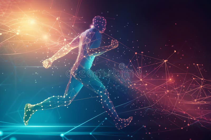 An Abstract Conceptual Depiction of a Male Athlete Runner Emerges from ...