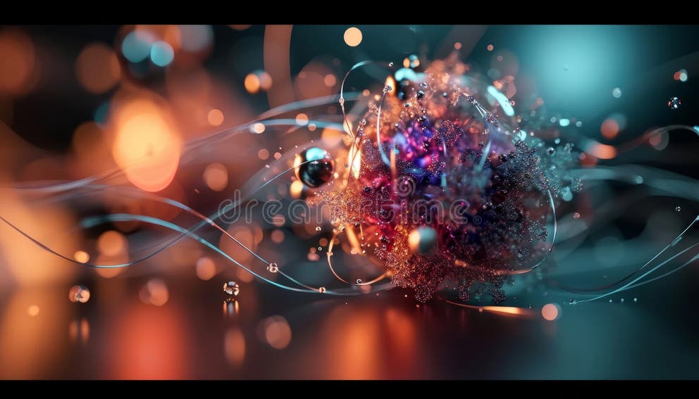 Abstract Conceptual Illustration of Atom with Electrons and Protons ...