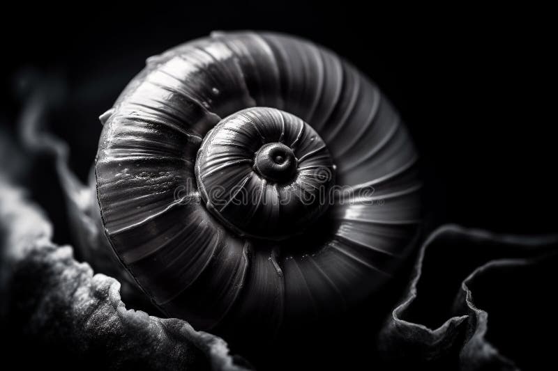 Abstract Conceptual Illustration of a Shell in Black and White High ...