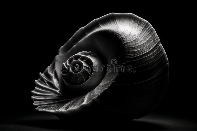 Abstract Conceptual Illustration of a Shell in Black and White High ...