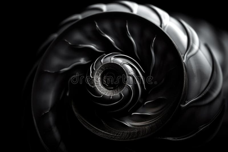 Abstract Conceptual Illustration of a Shell in Black and White High ...