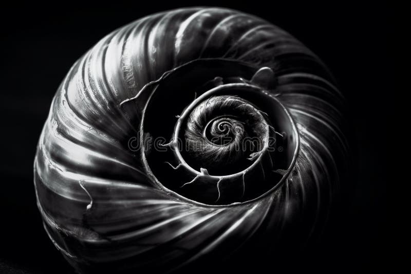 Abstract Conceptual Illustration of a Shell in Black and White High ...