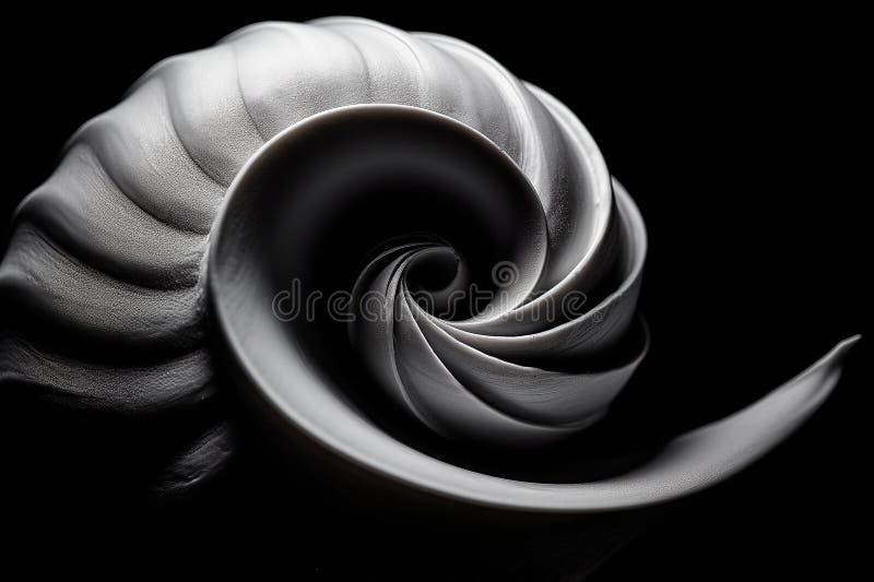 Abstract Conceptual Illustration of a Shell in Black and White High ...