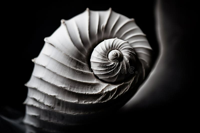 Abstract Conceptual Illustration of a Shell in Black and White High ...