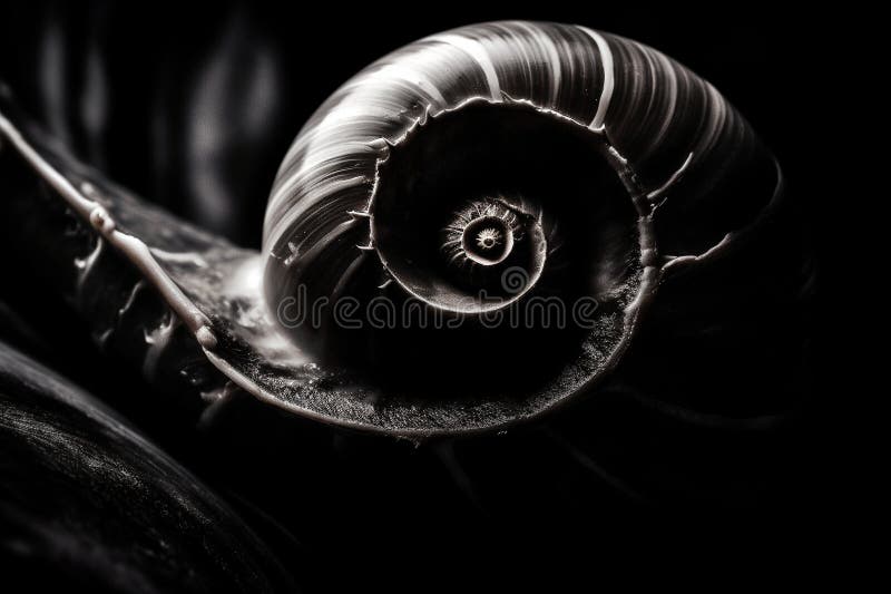 Abstract Conceptual Illustration of a Shell in Black and White High ...