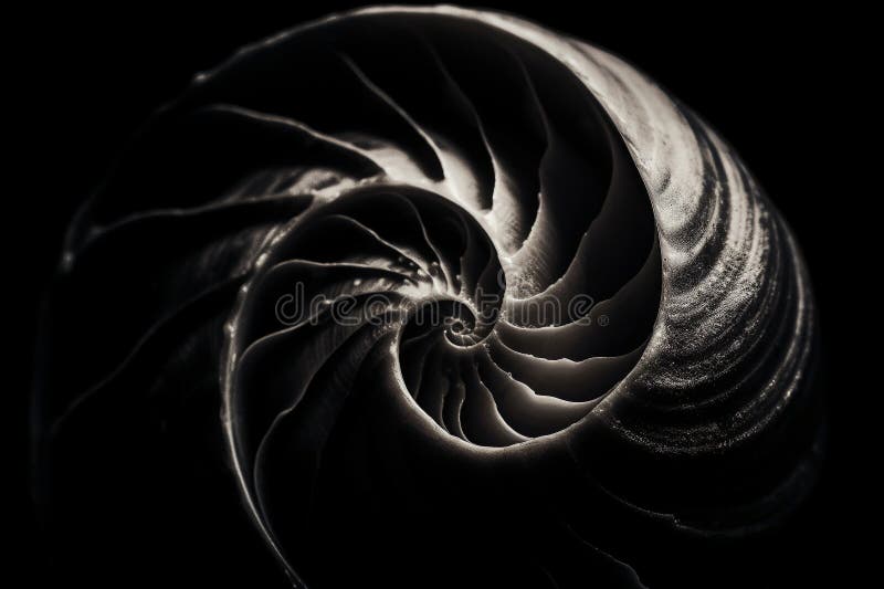 Abstract Conceptual Illustration of a Shell in Black and White High ...
