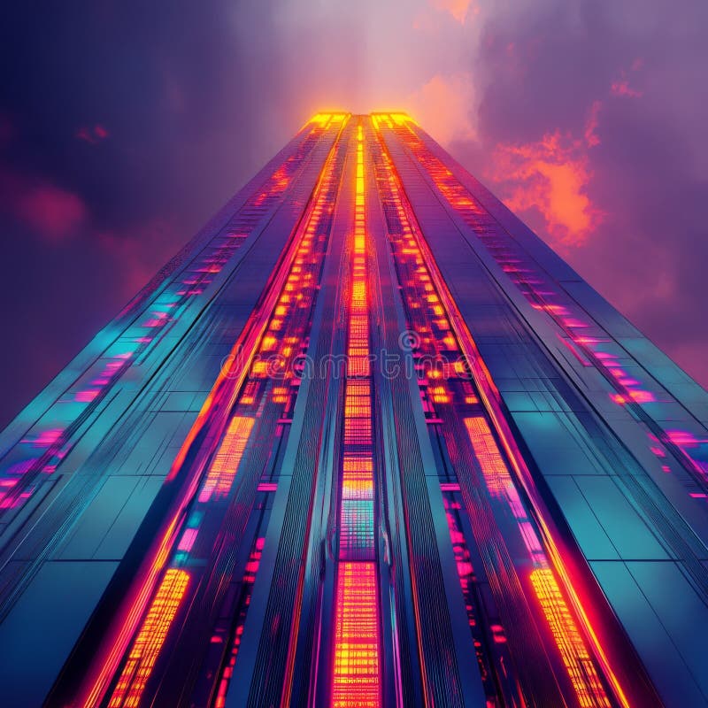 Abstract Conceptual Image of a Futuristic Skyscraper Stock Illustration ...