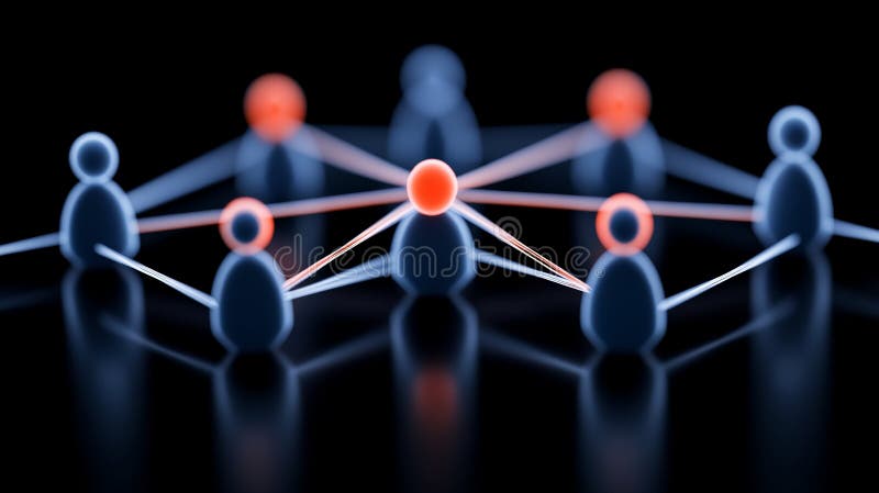 Abstract Conceptual Network with Connected Nodes and Red Glowing ...