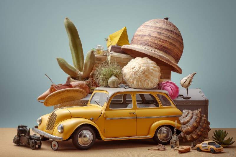 Abstract Conceptual Surreal Collage of a Summer Vacation Theme with a ...