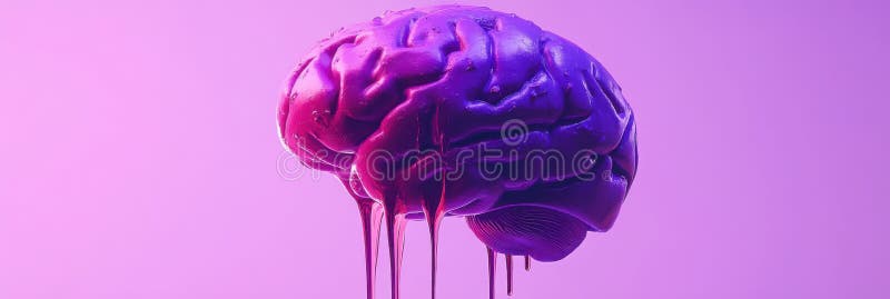 Abstract Conceptualization of a Purple Brain with Melting Effect on ...