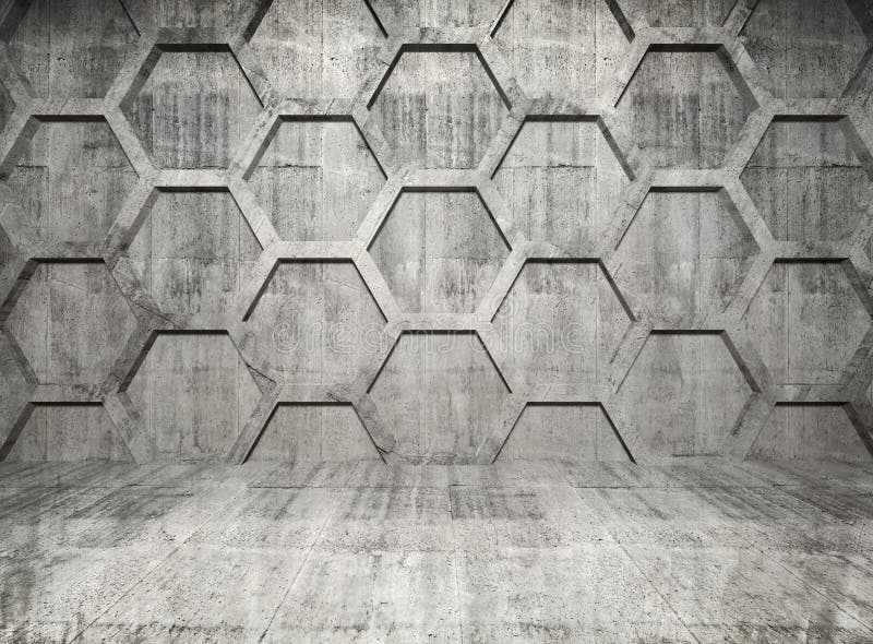Abstract Concreet Binnenland Met Honingraat Stock Illustratie ...