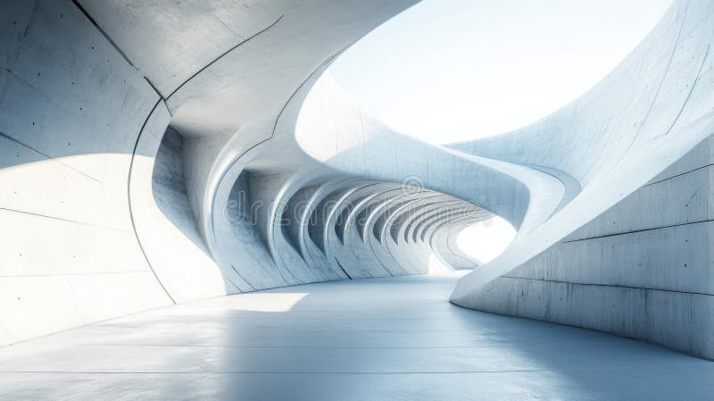 Abstract Concrete Architectural Structure with Curved Walls and a ...