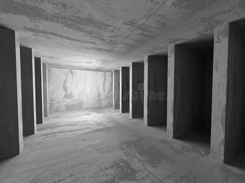 Abstract Concrete Architecture Basement Room Geometric Background Stock ...