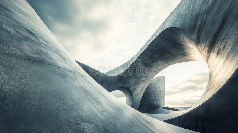 Abstract Concrete Architecture with Dramatic Lighting Stock ...