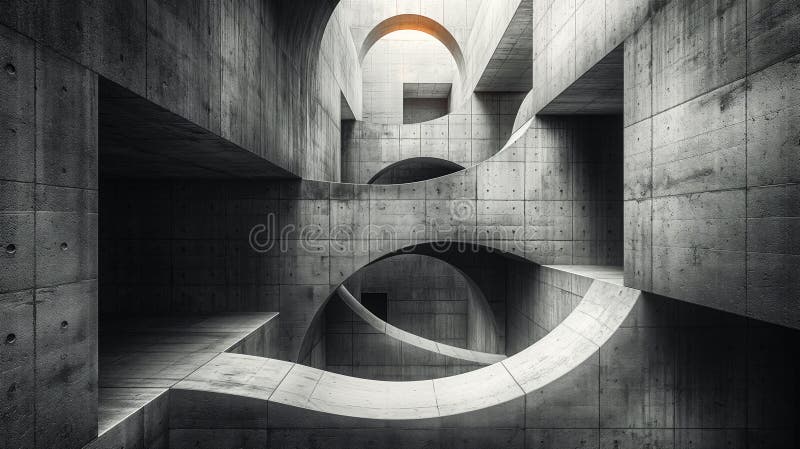 Abstract Concrete Architecture Featuring Intricate Curves and Arches in ...