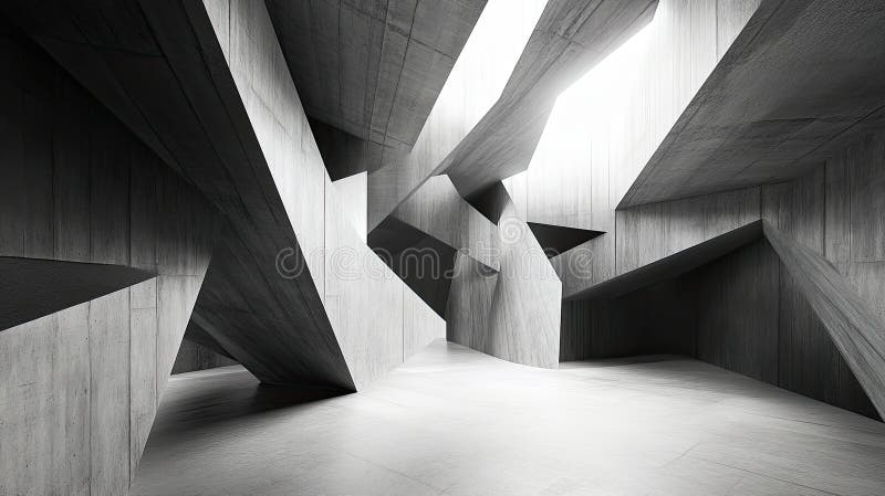 Abstract Concrete Architecture Interior. Modern Design Concept Stock ...