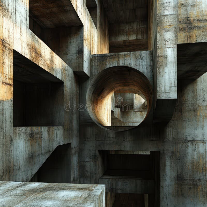 Abstract Concrete Architecture of Intricate Geometric Forms Indoors ...