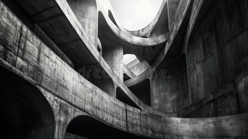 Abstract Concrete Architecture of a Modern Overpass with Curved ...