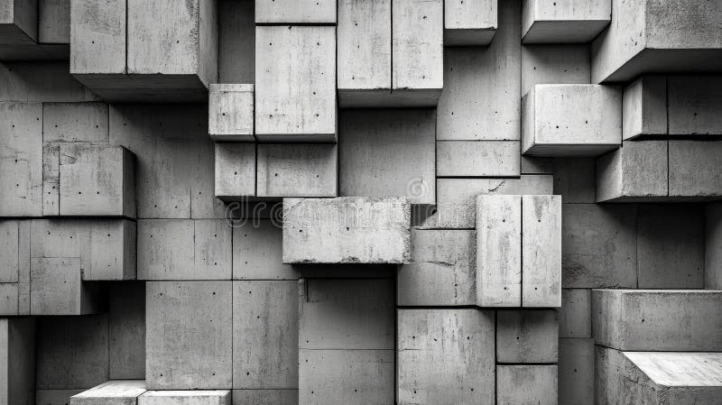Abstract Concrete Blocks Architecture Design Stock Illustration ...