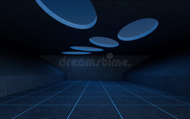 Abstract Concrete Building with Dark Background, 3d Rendering Stock ...