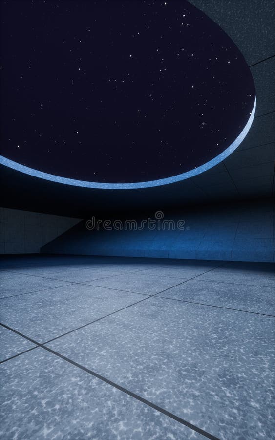 Abstract Concrete Building with Dark Background, 3d Rendering Stock ...