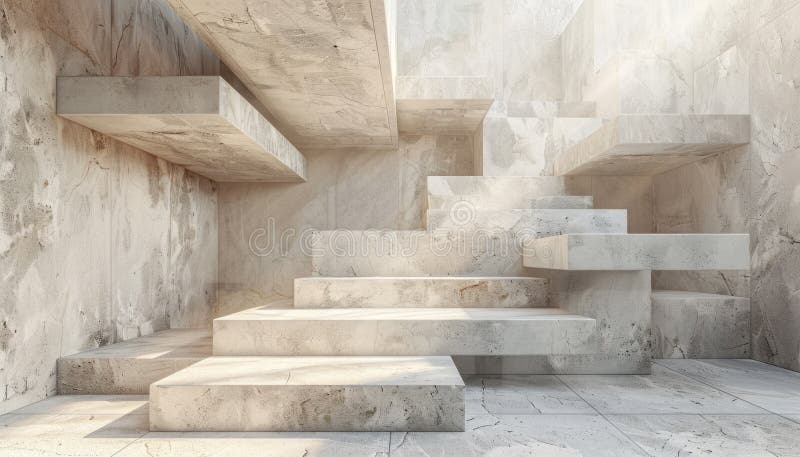 Abstract Concrete Building with Sunlight Passing through Windows Stock ...