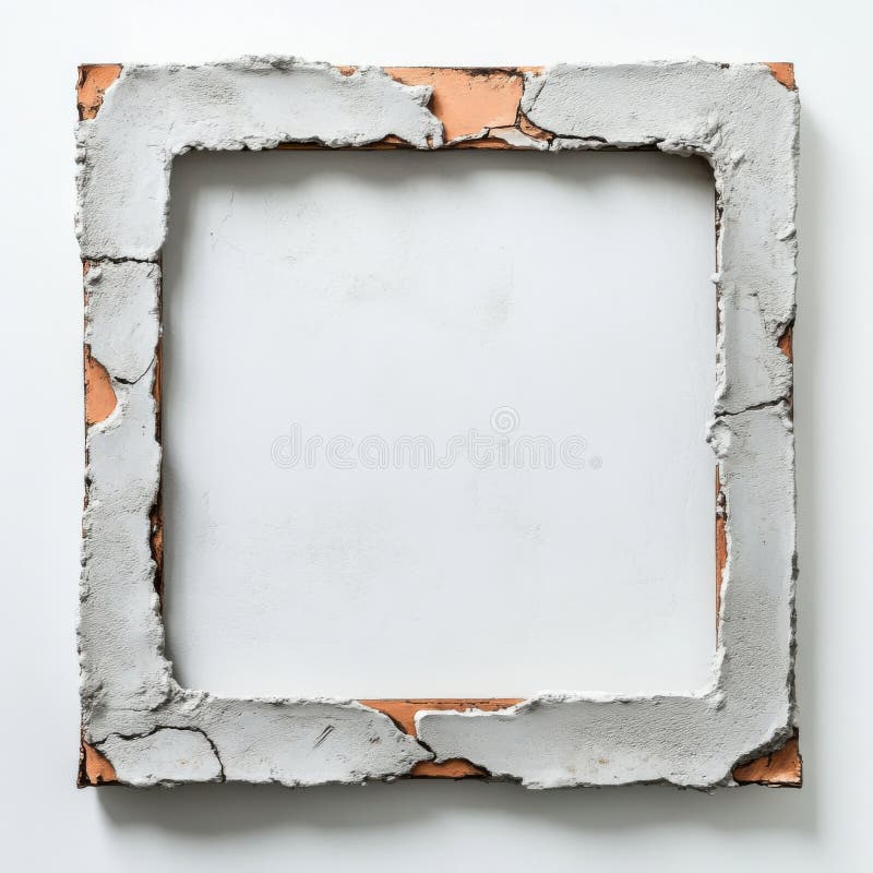 Abstract Concrete and Copper Frame with Textured Finish on White ...